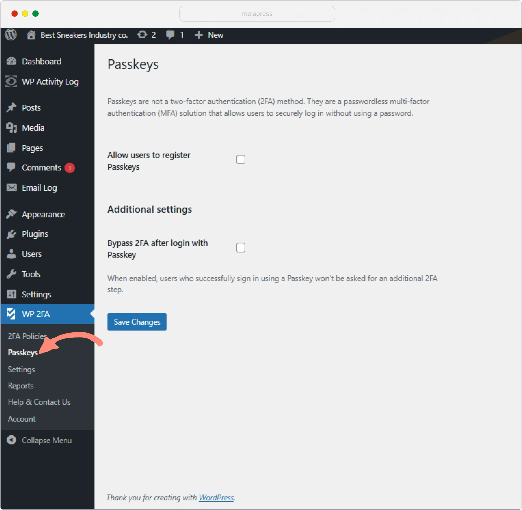How to Set Up Passkeys in WordPress using WP 2FA | Melapress